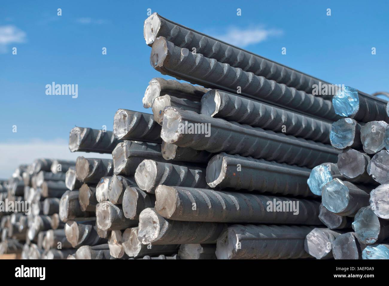 Stack of the construction irons. Metal rods or bars Stock Photo - Alamy