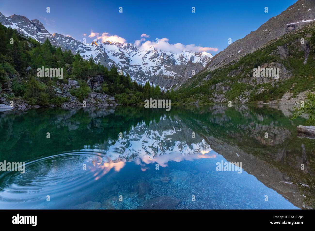 Summer view of the Aviolo lake in the Adamello park. Edolo,Brescia ...