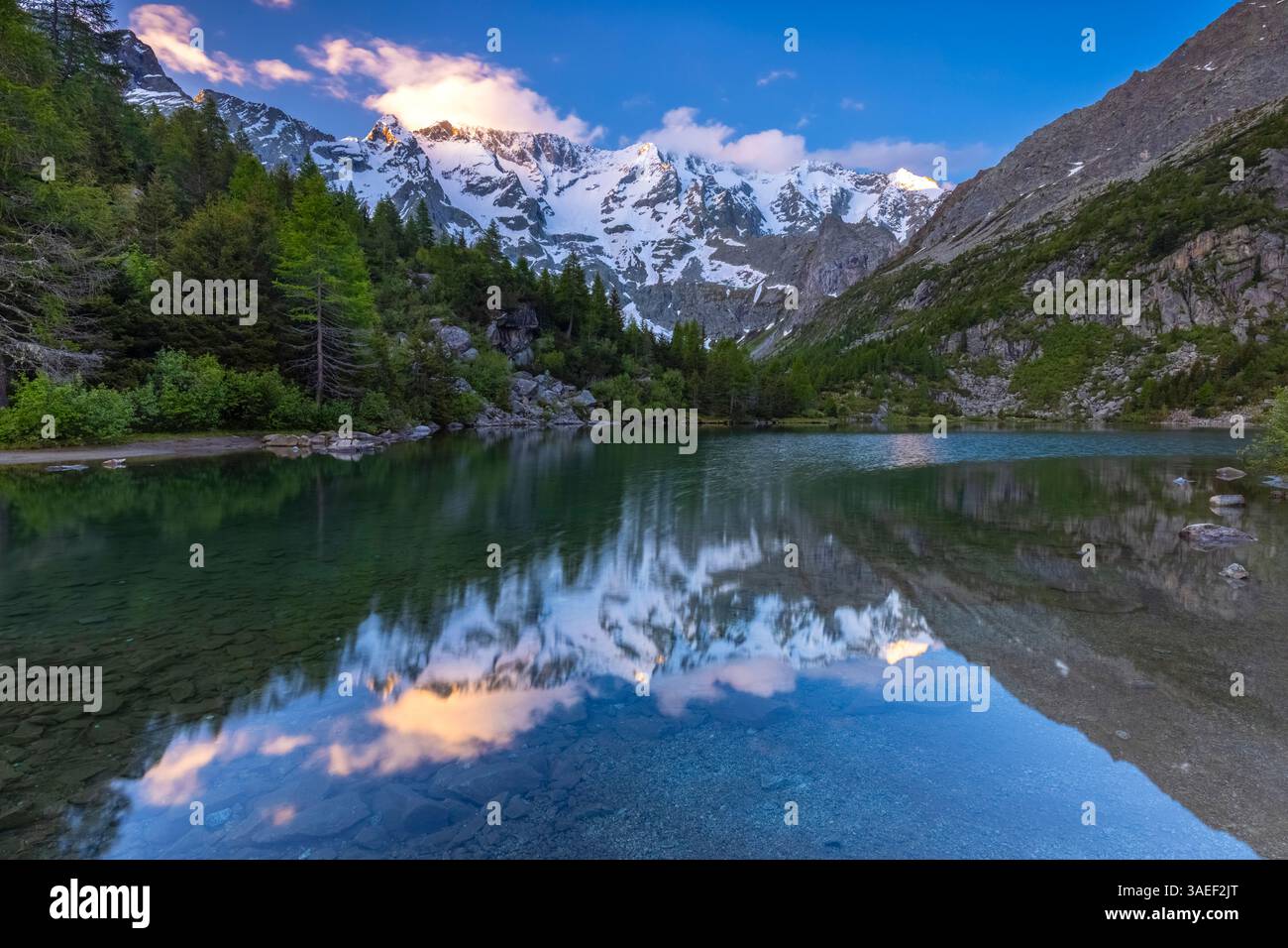 Summer view of the Aviolo lake in the Adamello park. Edolo,Brescia ...
