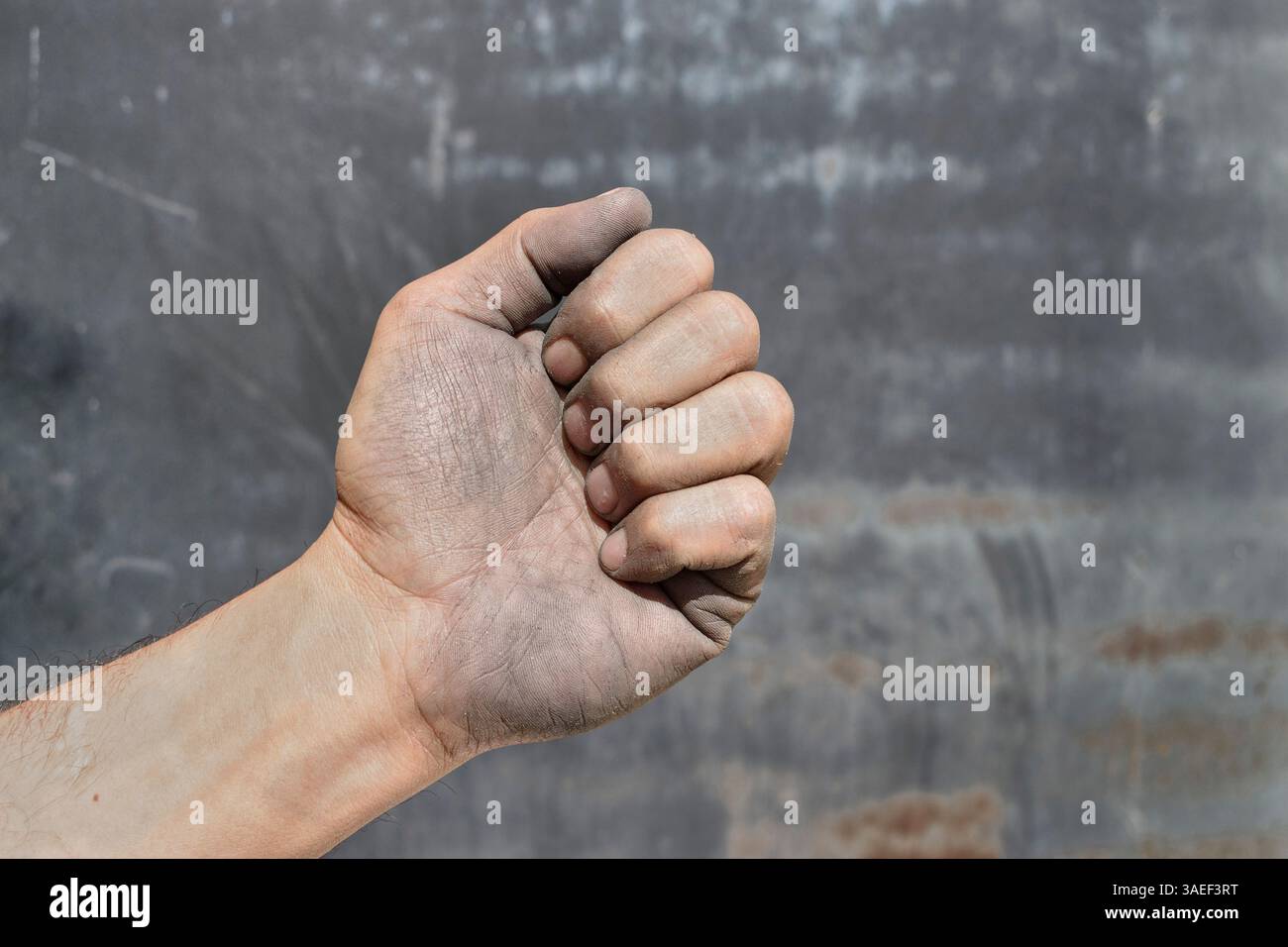 Workers hand. Make a fist. Hand closed palm Stock Photo - Alamy
