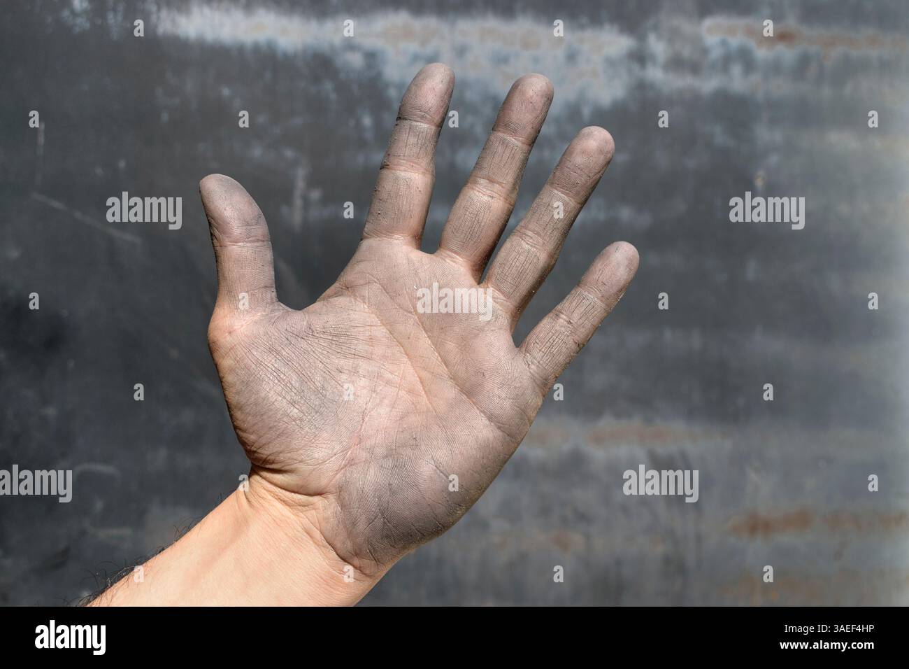 A worker's hand weathered. Palm of the hand. Dirty hands Stock Photo ...