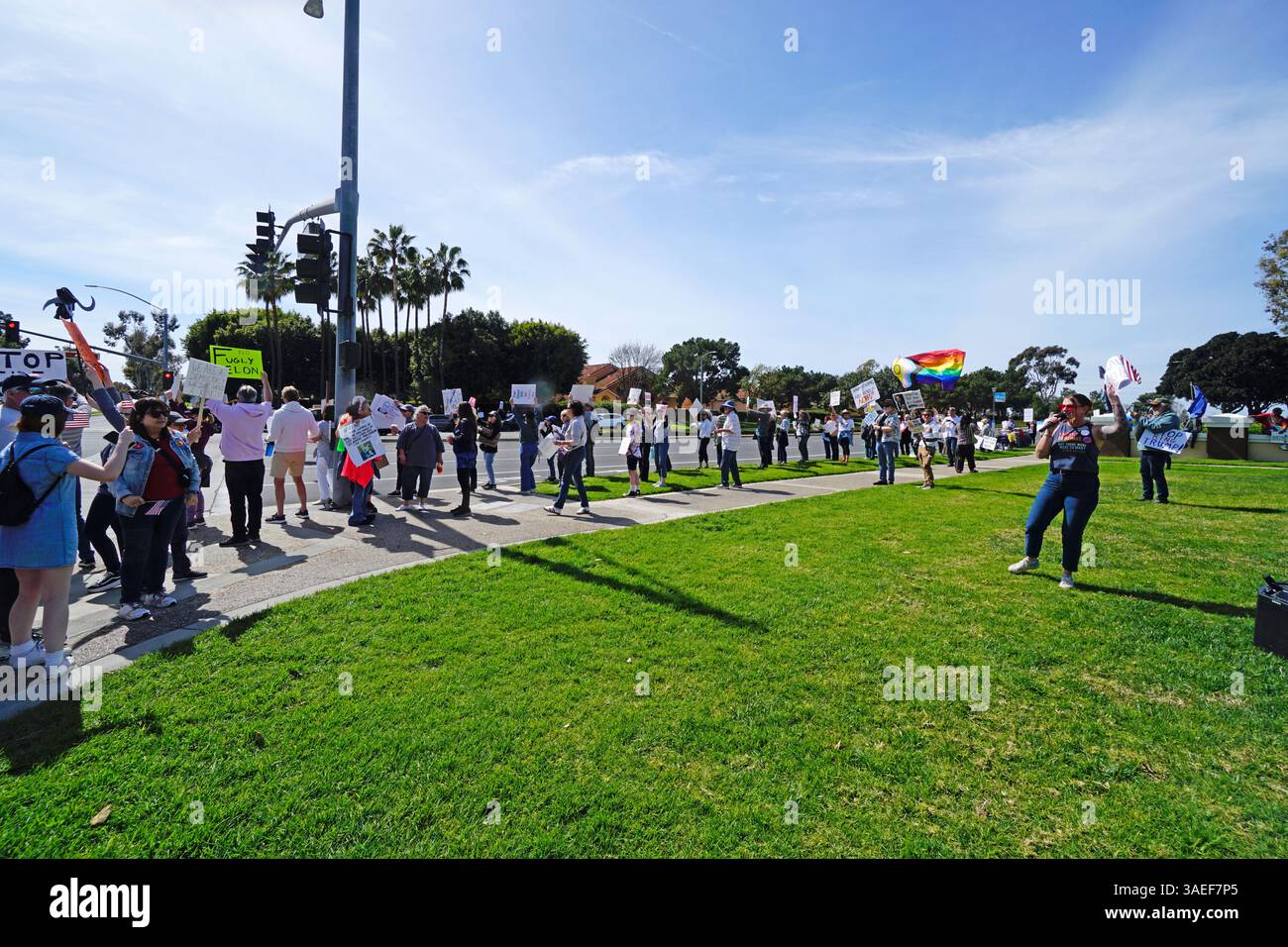 Anti-Trump/Musk/MAGA rally at the Irvine Civic Center, in Irvine, CA ...