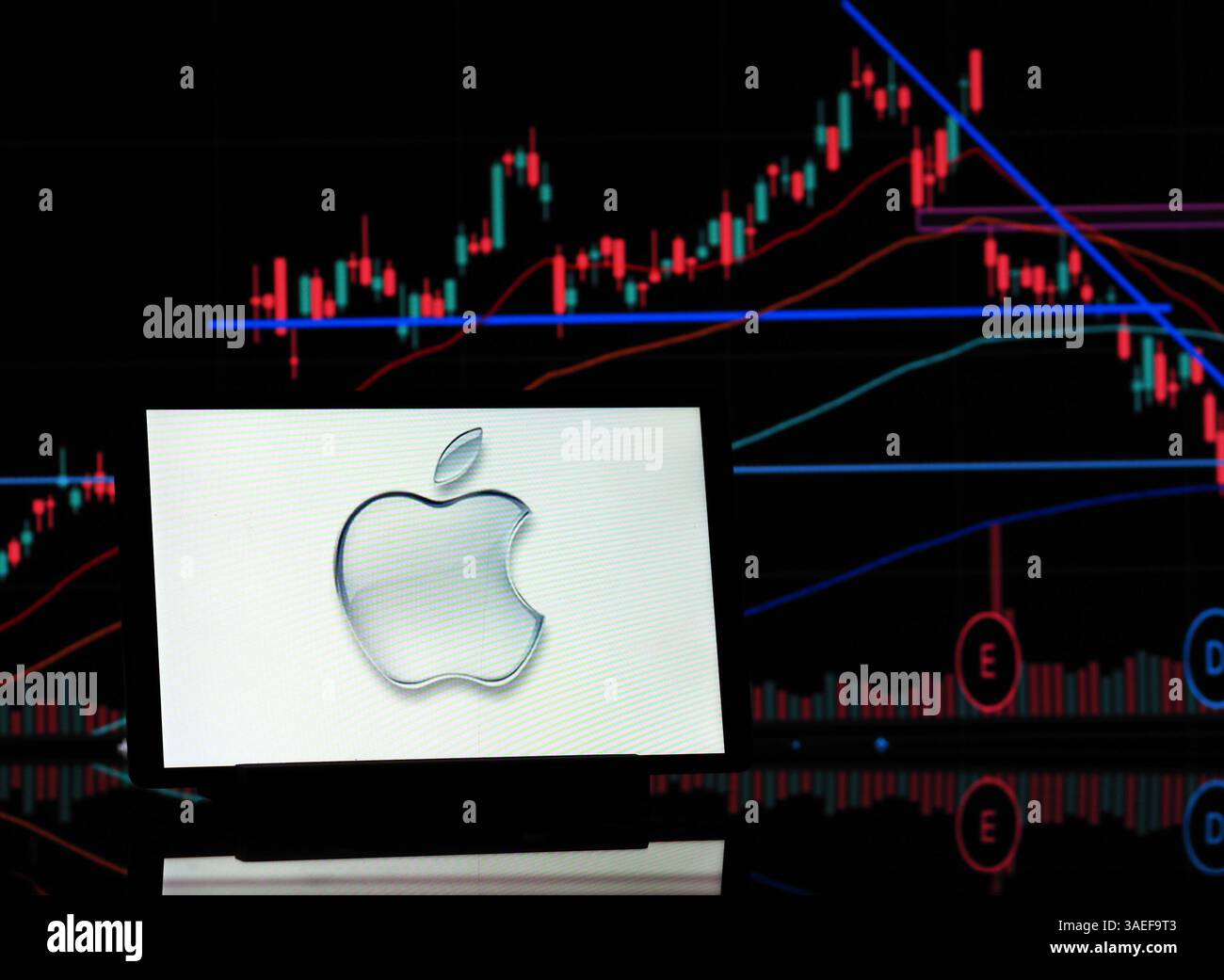 In this photo illustration, Apple Inc. logo is seen displayed on a ...