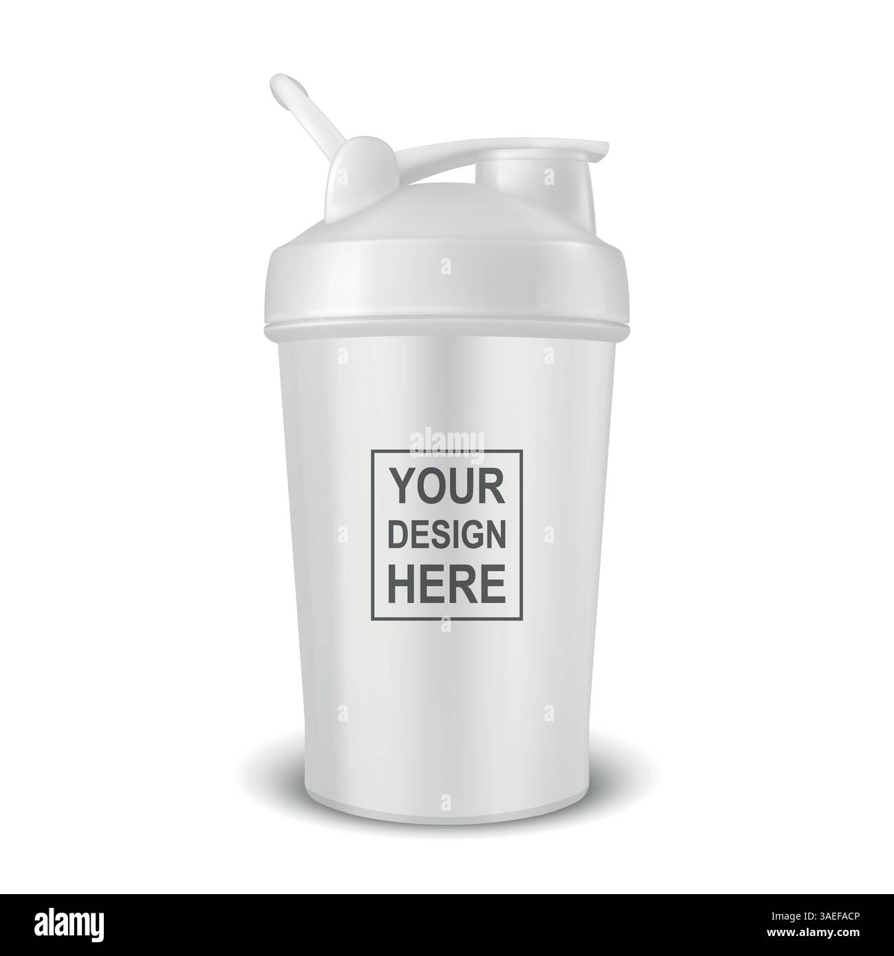 Vector Realistic 3D White Empty Glossy Metal Shaker Bottle With White ...