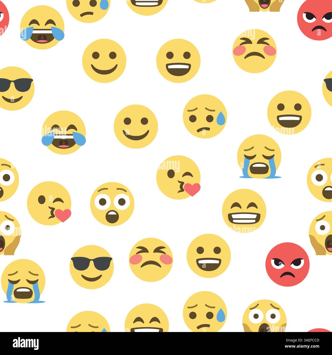 Seamless pattern of emoticons and emoji, emoji vector illustration ...