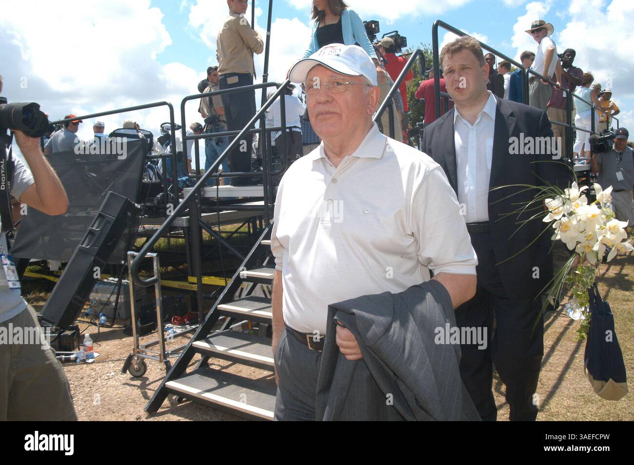 Jun 13, 2004; College Station, TX, USA; MIKHAIL GORBACHEV is followed ...