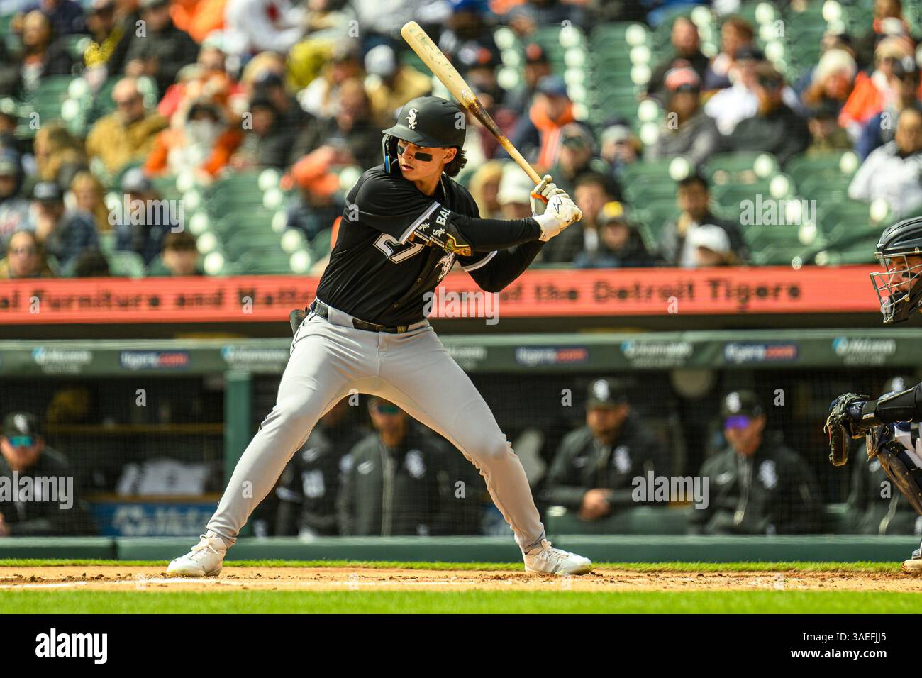 DETROIT, MI - APRIL 06: Chicago White Sox 2B Brooks Baldwin (27) at bat during the game between ...
