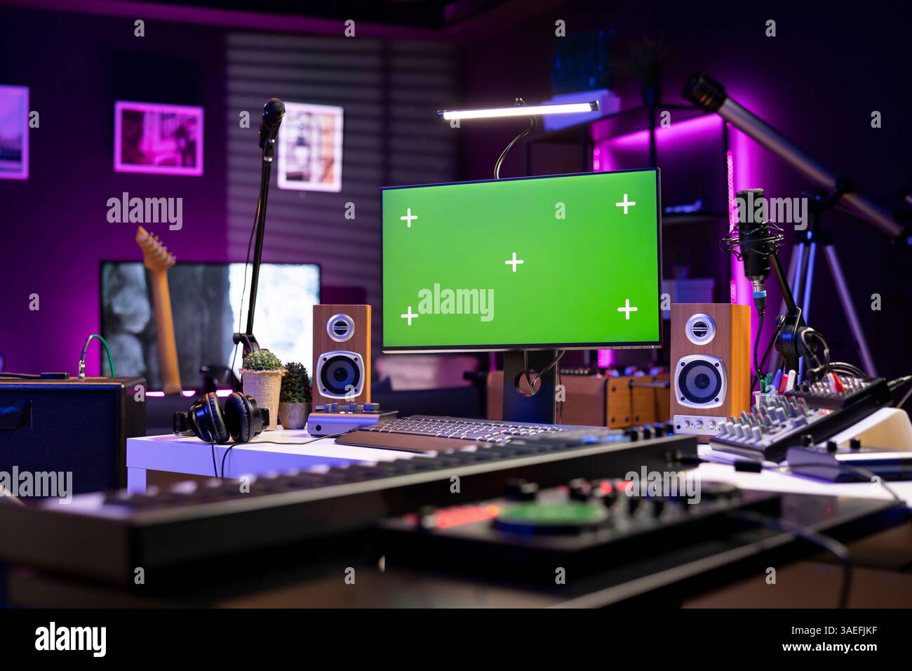 Empty home studio equipped with mixing instruments and devices ...