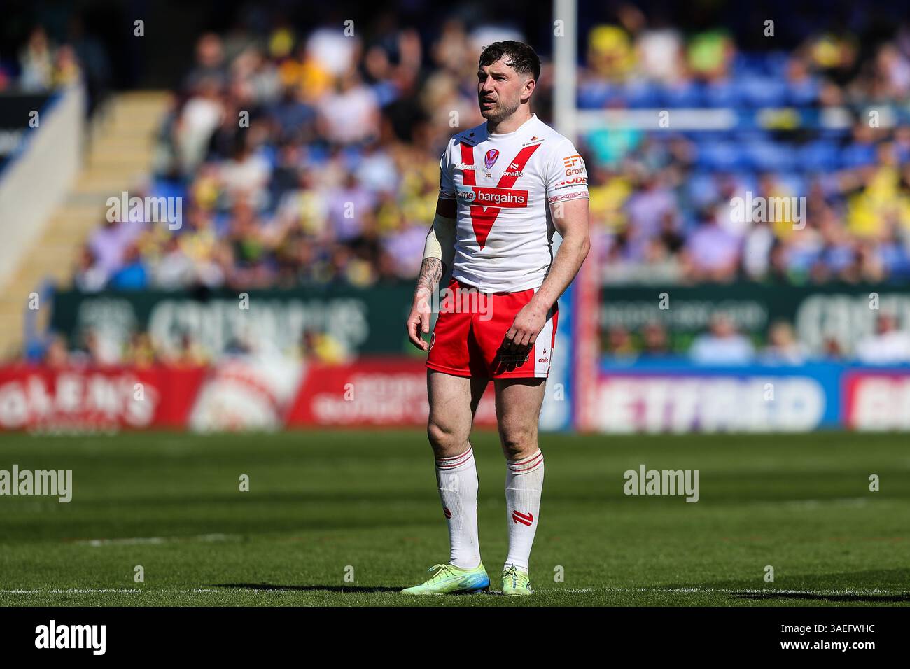 Warrington, UK. 06th Apr, 2025. Mark Percival of St. Helens during the ...