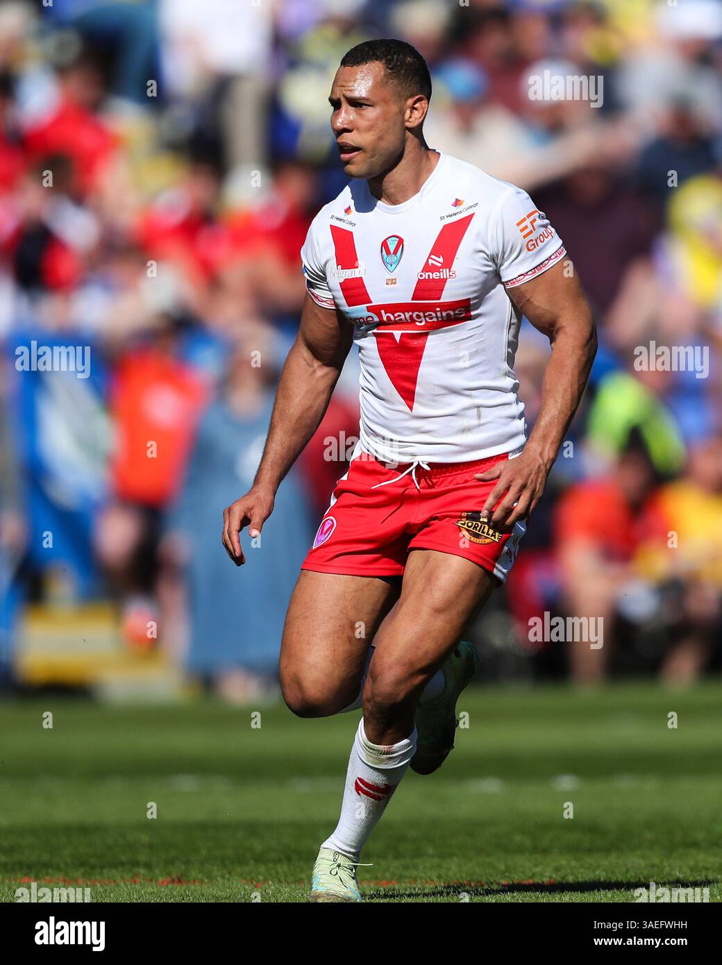 Warrington, UK. 06th Apr, 2025. Moses Mbye of St. Helens during the ...
