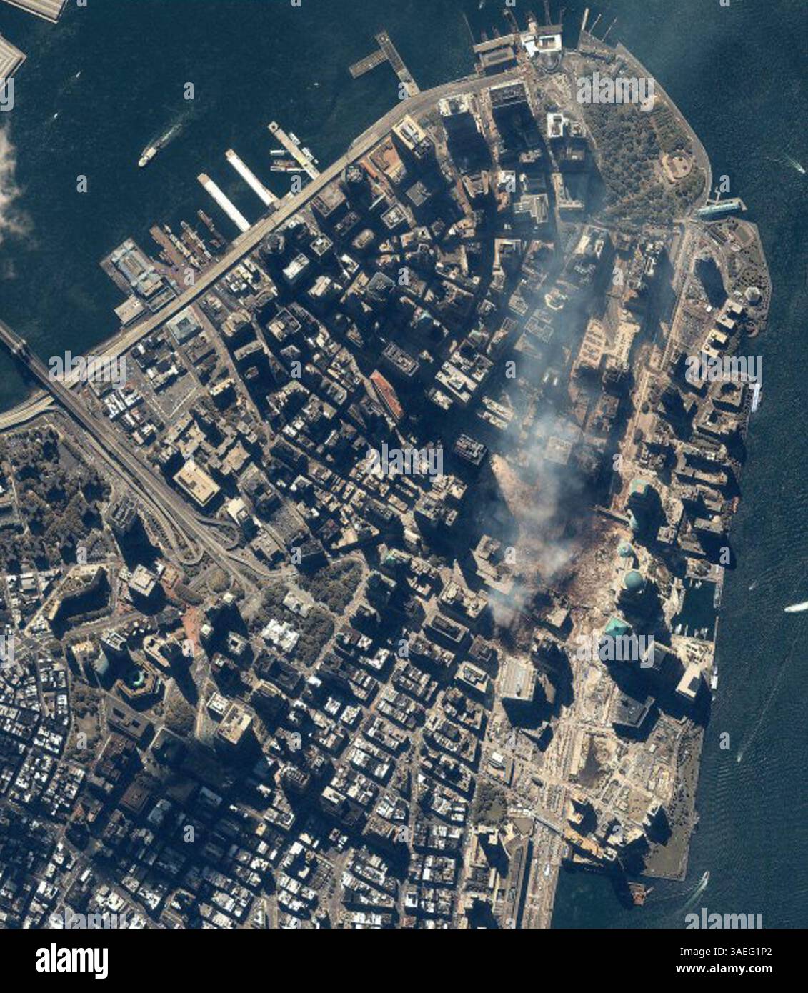 Sep 15, 2001; New York, New York, USA; As the smoke over lower ...