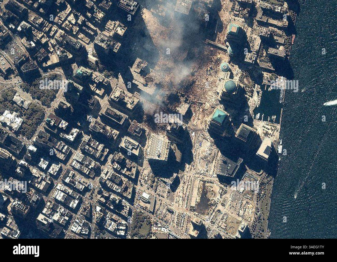 Sep 15, 2001; New York, New York, USA; As the smoke over lower ...