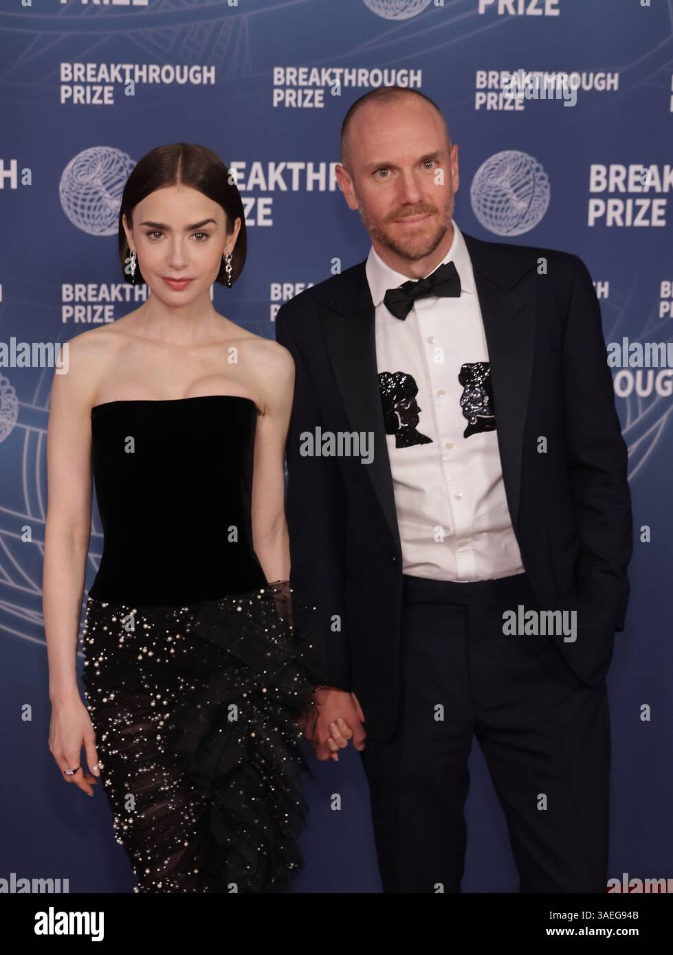 Lily Collins, Charlie McDowell attend the 11th Breakthrough Prize ...