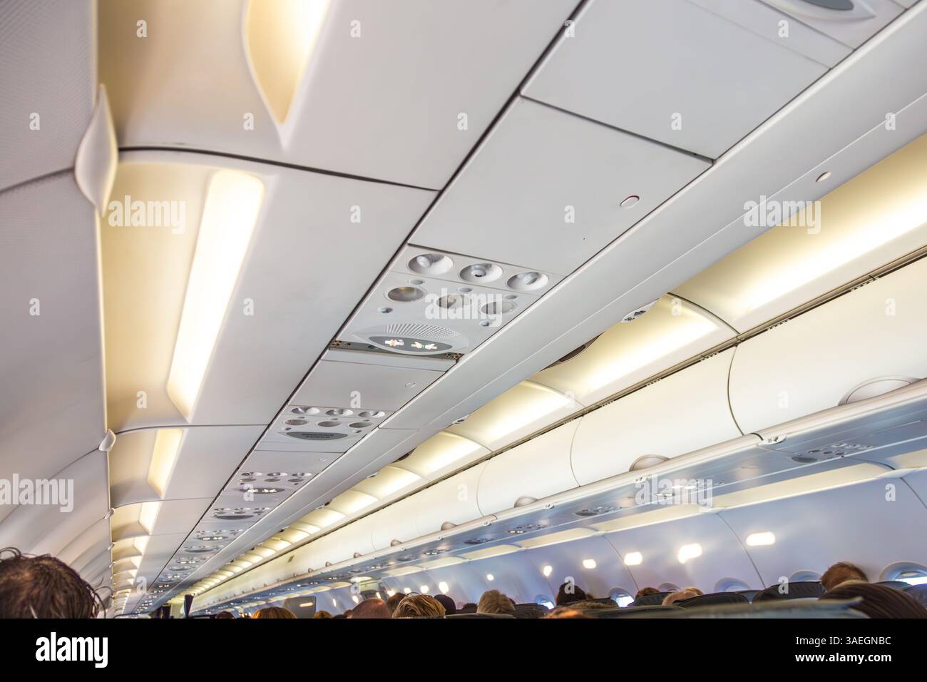 interior in cabin of a modern jet aircraft Stock Photo - Alamy