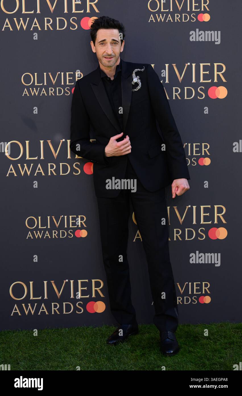 London, UK. April 6th, 2025. Adrien Brody arriving at The Olivier ...