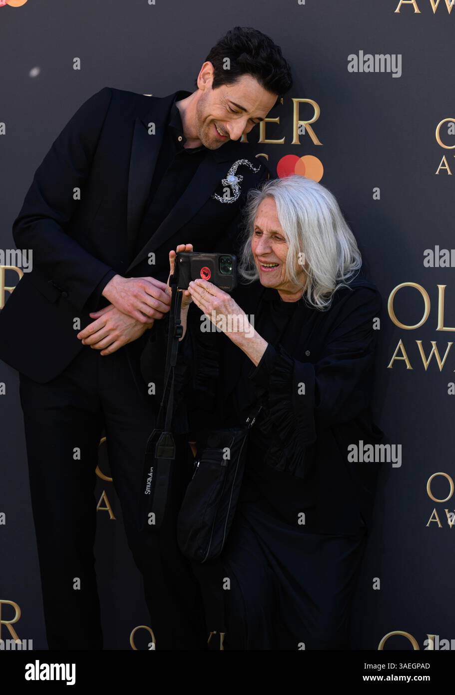 London, UK. April 6th, 2025. Adrien Brody and mother arriving at The ...