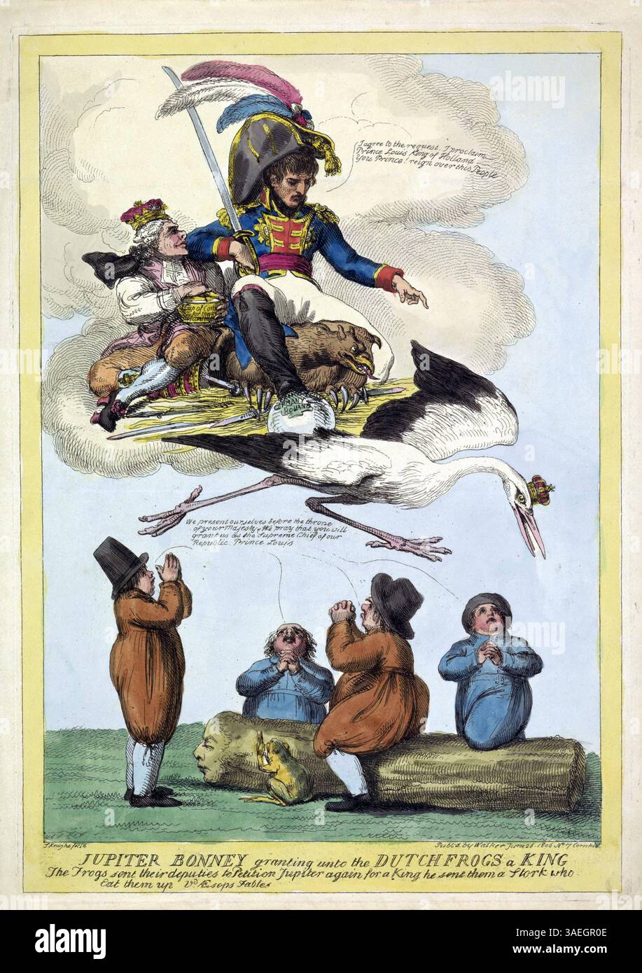 Napoleon sends Louis Napoleon (Lodewijk) as king of a stork to Holland ...
