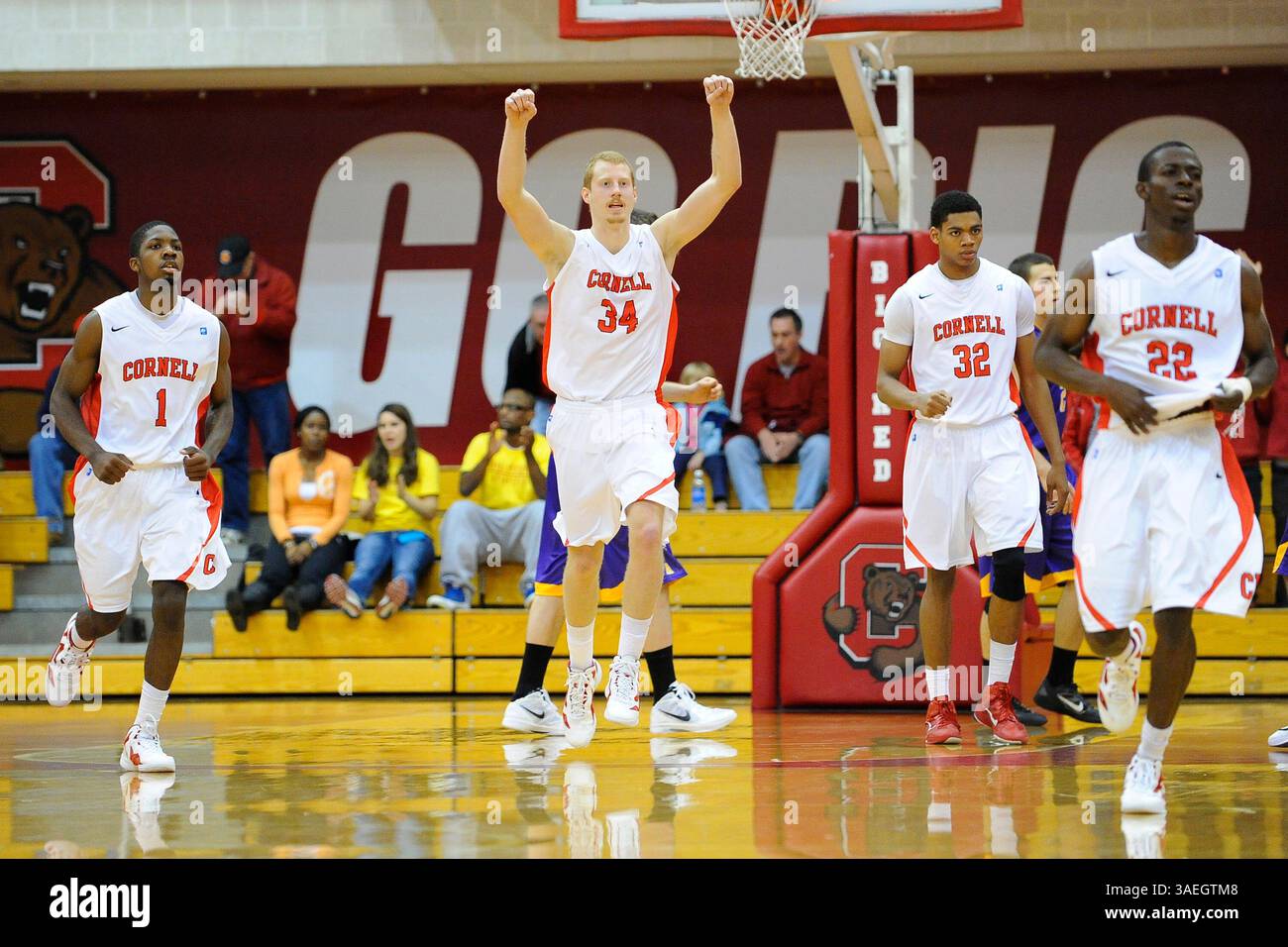 December 17, 2011: Cornell Big Red players celebrate their 85-82 ...