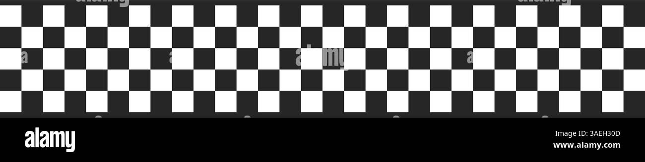 Black and white checkered pattern as a seamless repeating banner for racing start line in vector ...