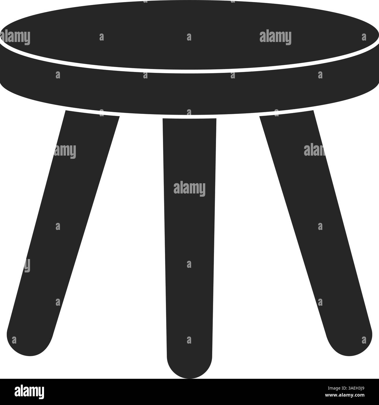 Simple wooden three legged stool in silhouette vector Stock Vector ...