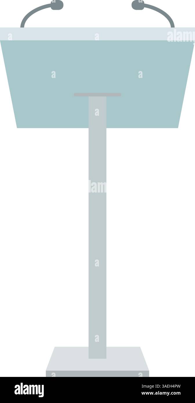 Modern glass rostrum, podium or lectern icon from in front for public ...