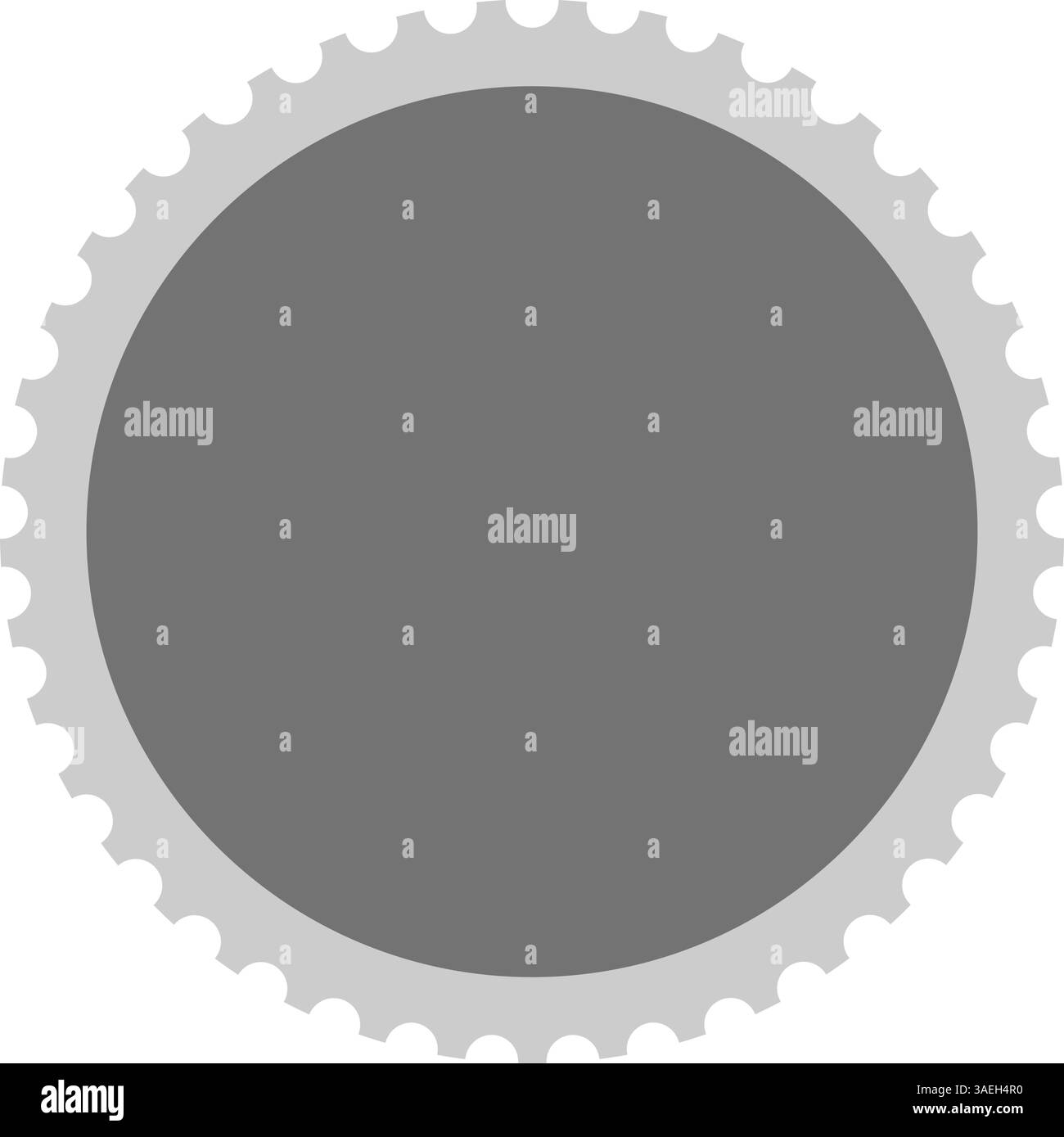 Round circle format postage stamp vector frame with perforated edges ...
