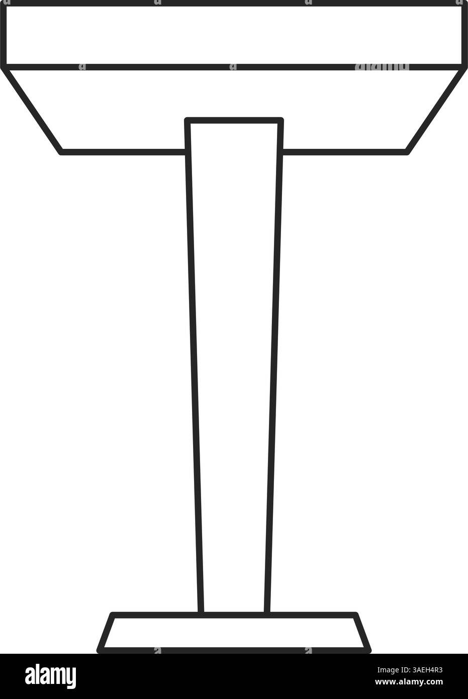 Classic wooden lectern, podium or rostrum icon from in front for public ...