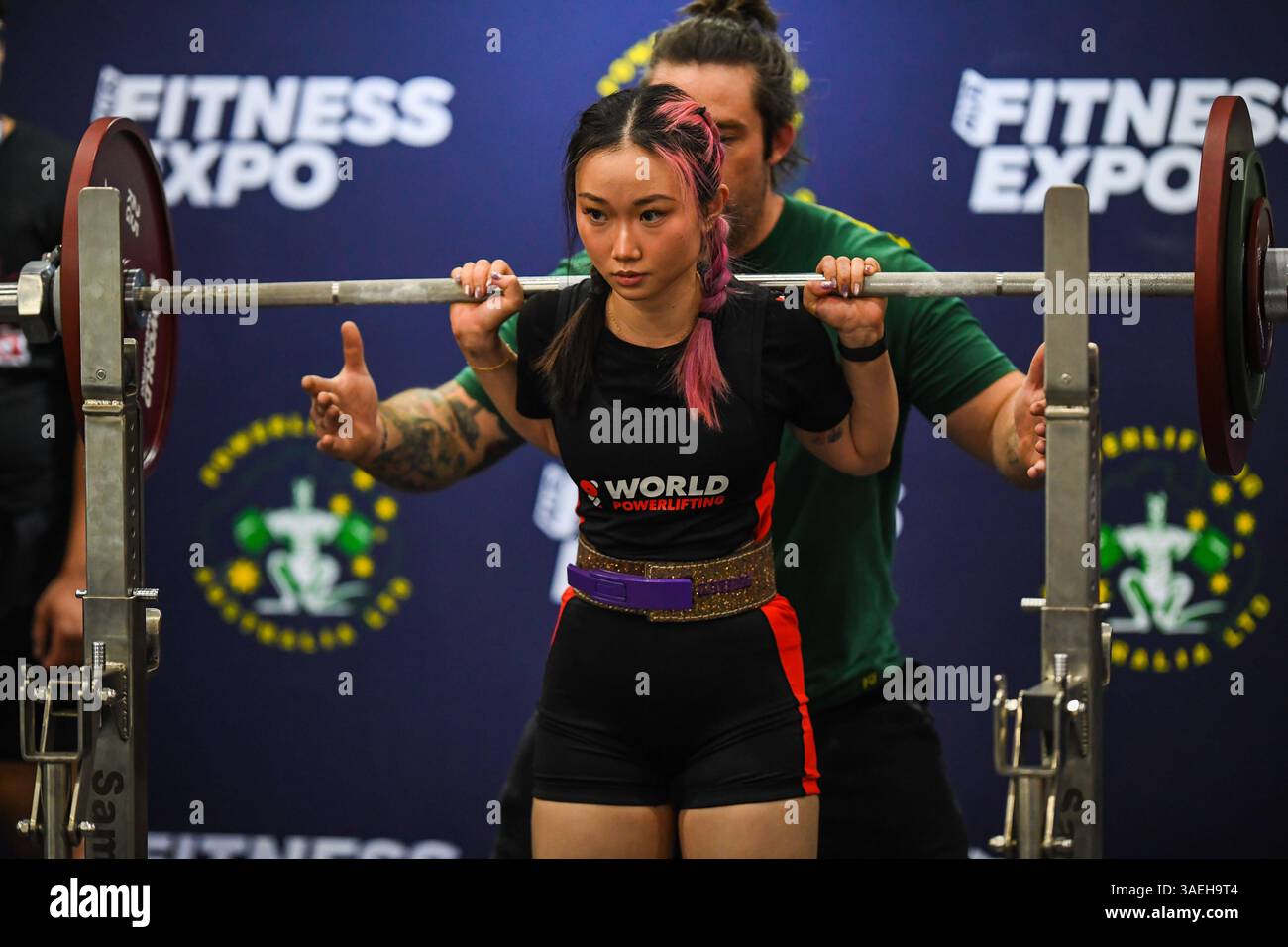 Rose Li of Australia is seen in action with a squat at the Asia Pacific ...