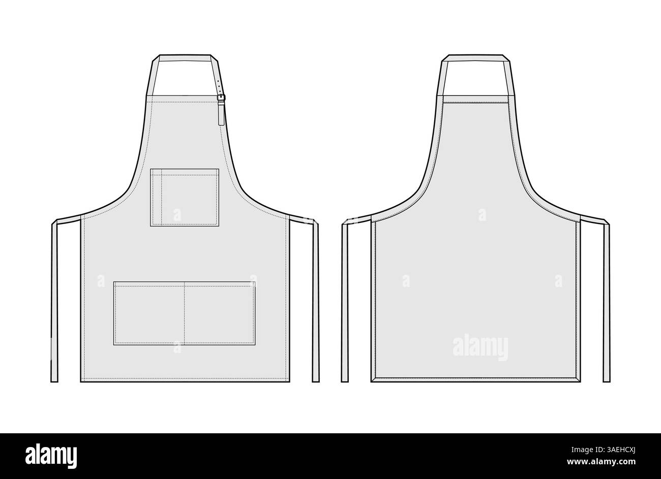 Work Aprons technical fashion illustration. Chef uniform for cooking ...