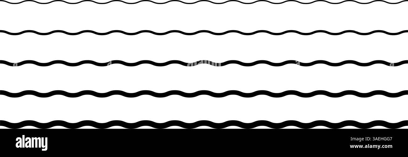 Horizontal wavy lines with different thicknesses. Undulated borders ...