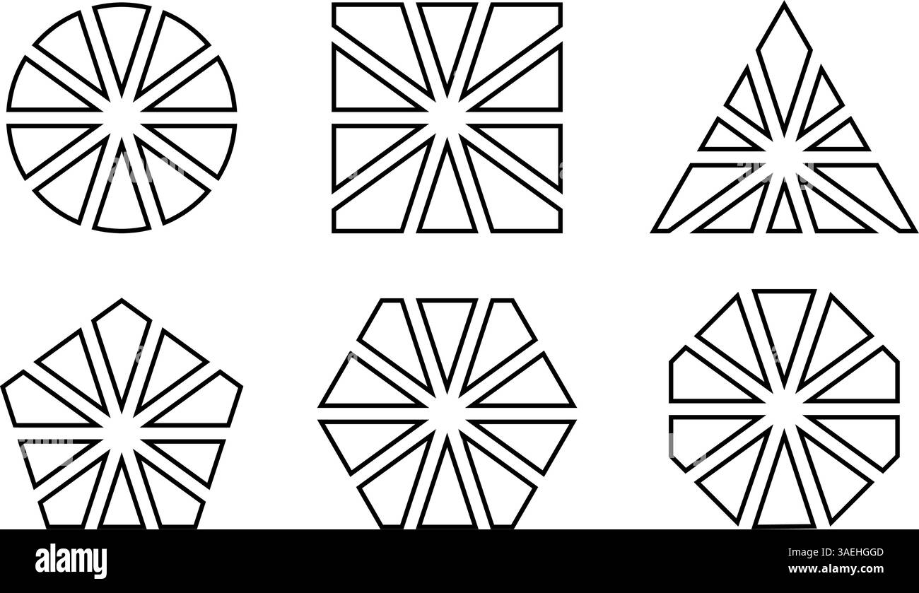 Set of round, square and triangle, pentagon, hexagon and octagon shapes ...