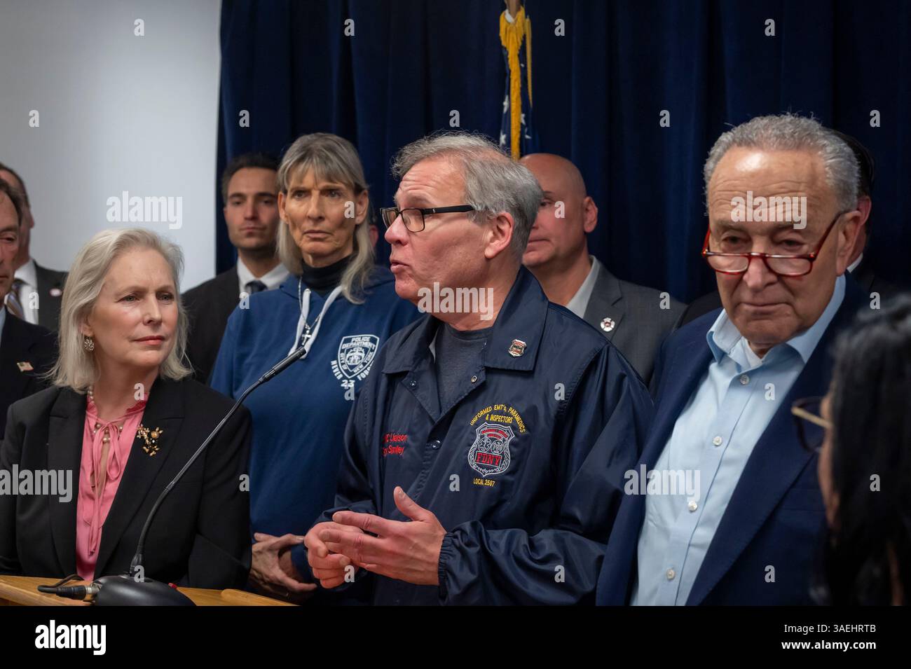 NEW YORK, NEW YORK - APRIL 06: Gary Smiley of FDNY EMS Local 2507 ...