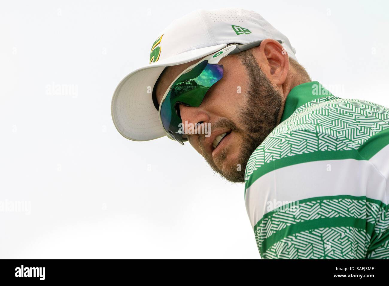 Dean Burmester of Stinger GC is seen on the 18th tee during the final ...