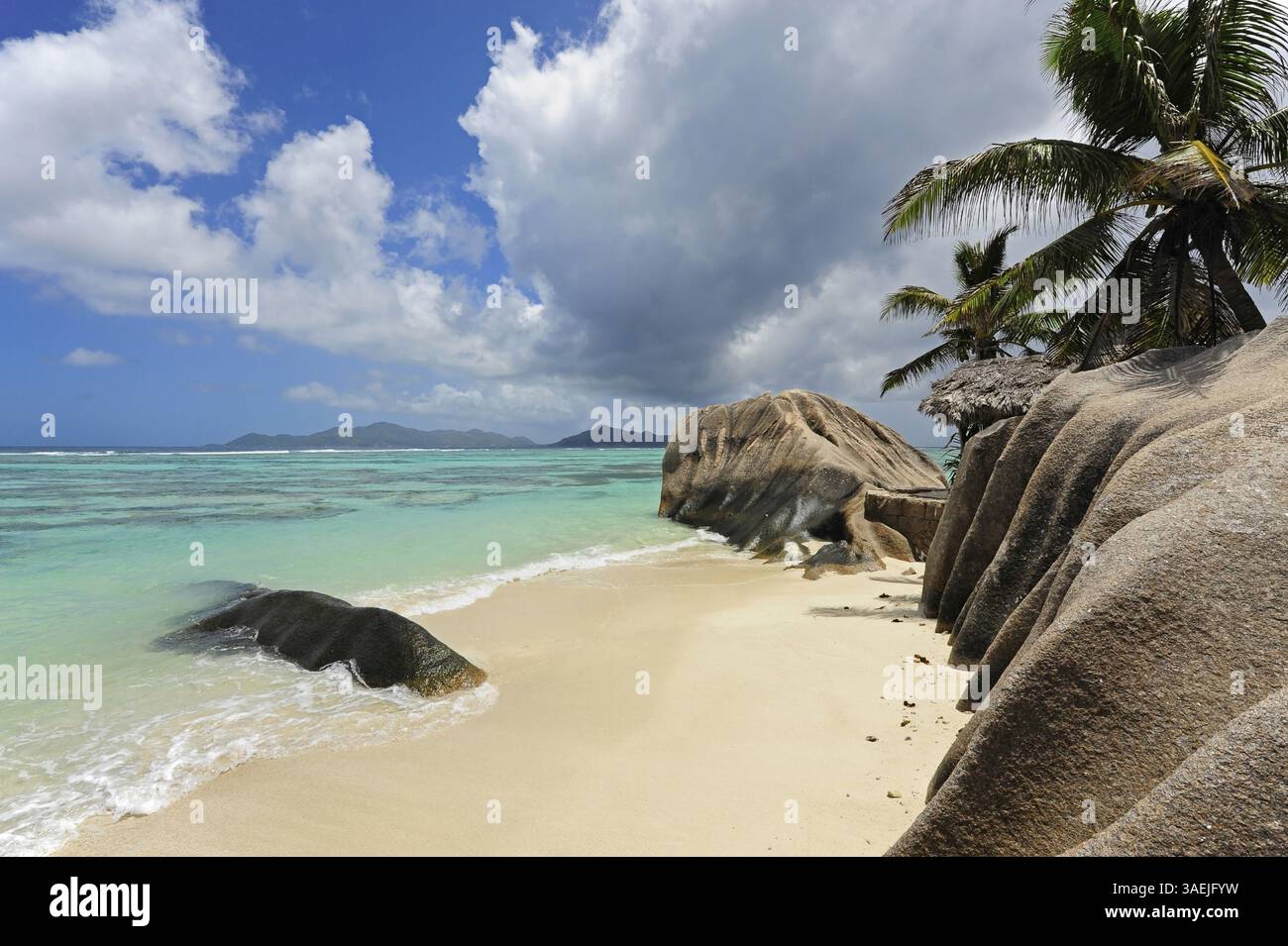 Granite rocks washed out on Anse Source d'Argent beach, Union Estate ...