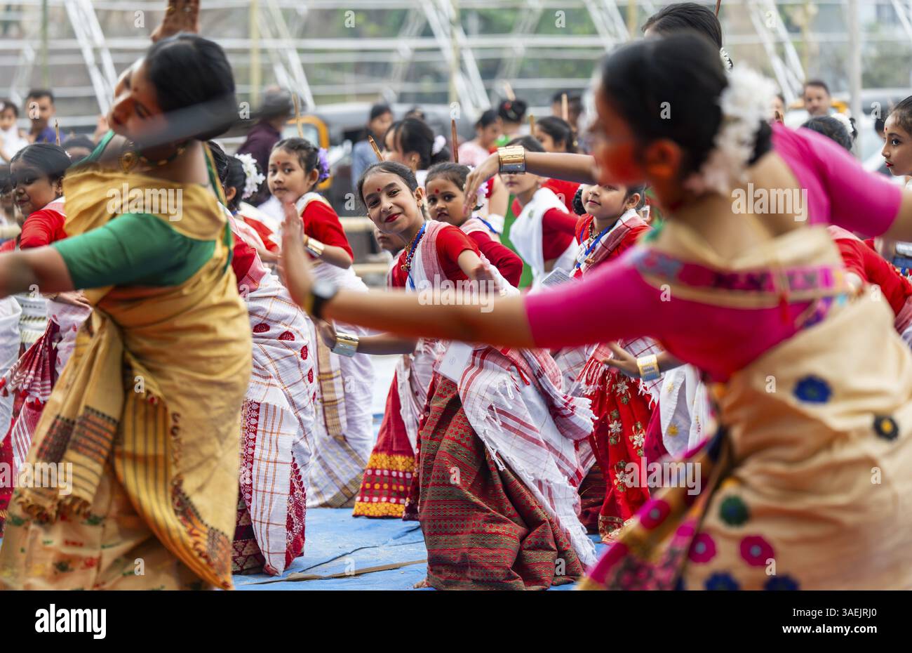 Youths participates in a Bihu dance workshop ahead of Rongali Bihu ...