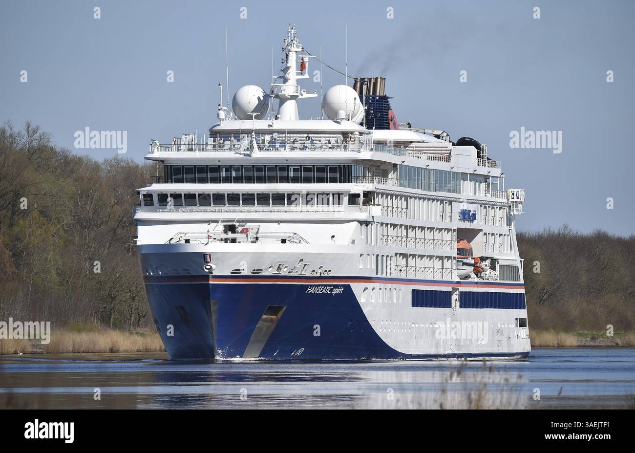 Cruise ship Hanseatic spirit on the Kiel Canal, NOK, Kielkanal, Kiel ...