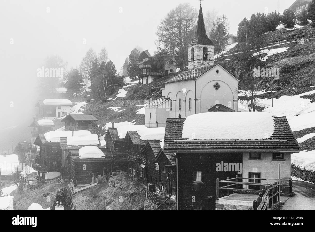 Mountain house covered in Black and White Stock Photos & Images - Alamy