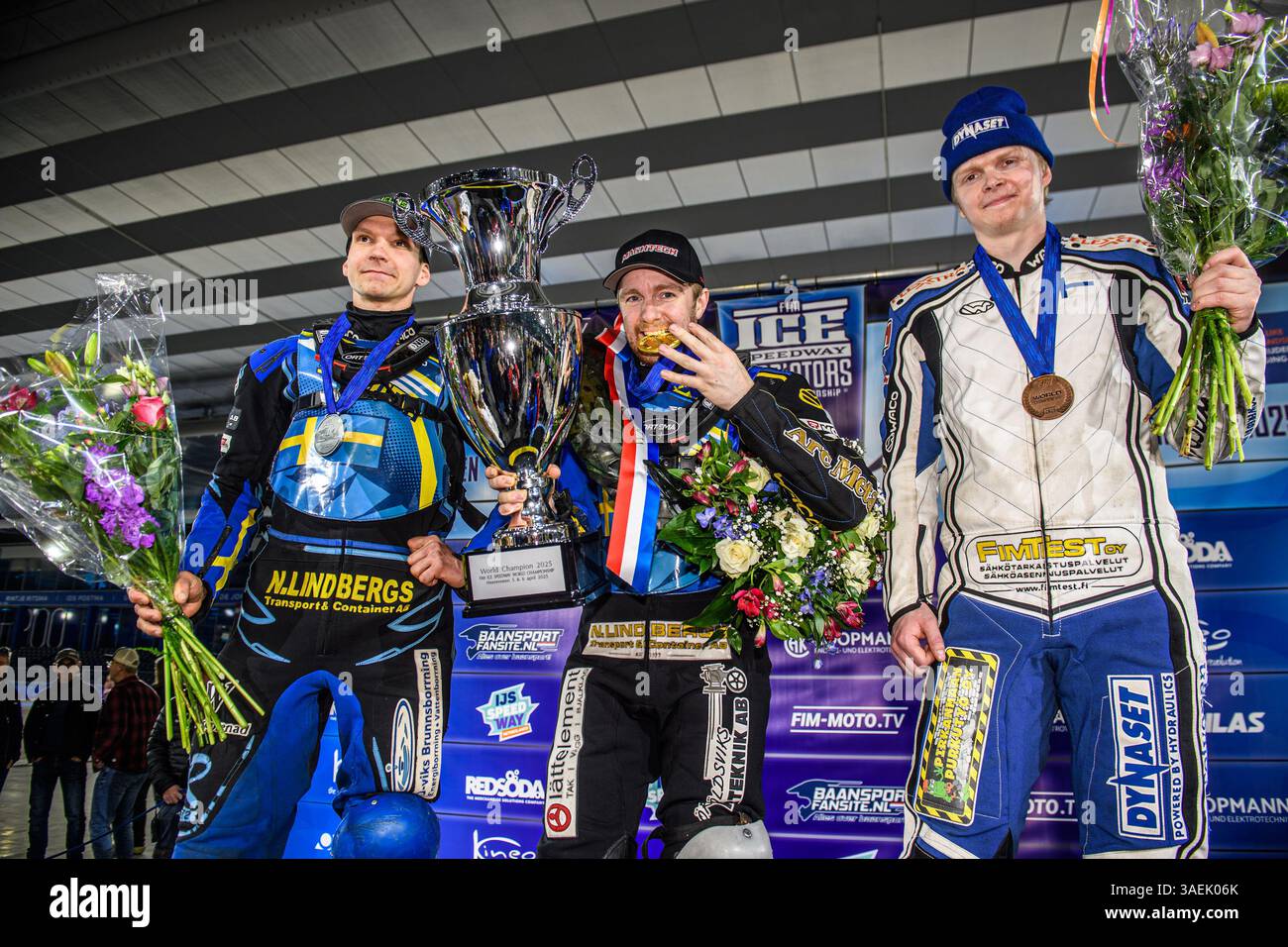 Heerenveen, Netherlands. 06th Apr, 2025. World Championship Top 3: (L ...