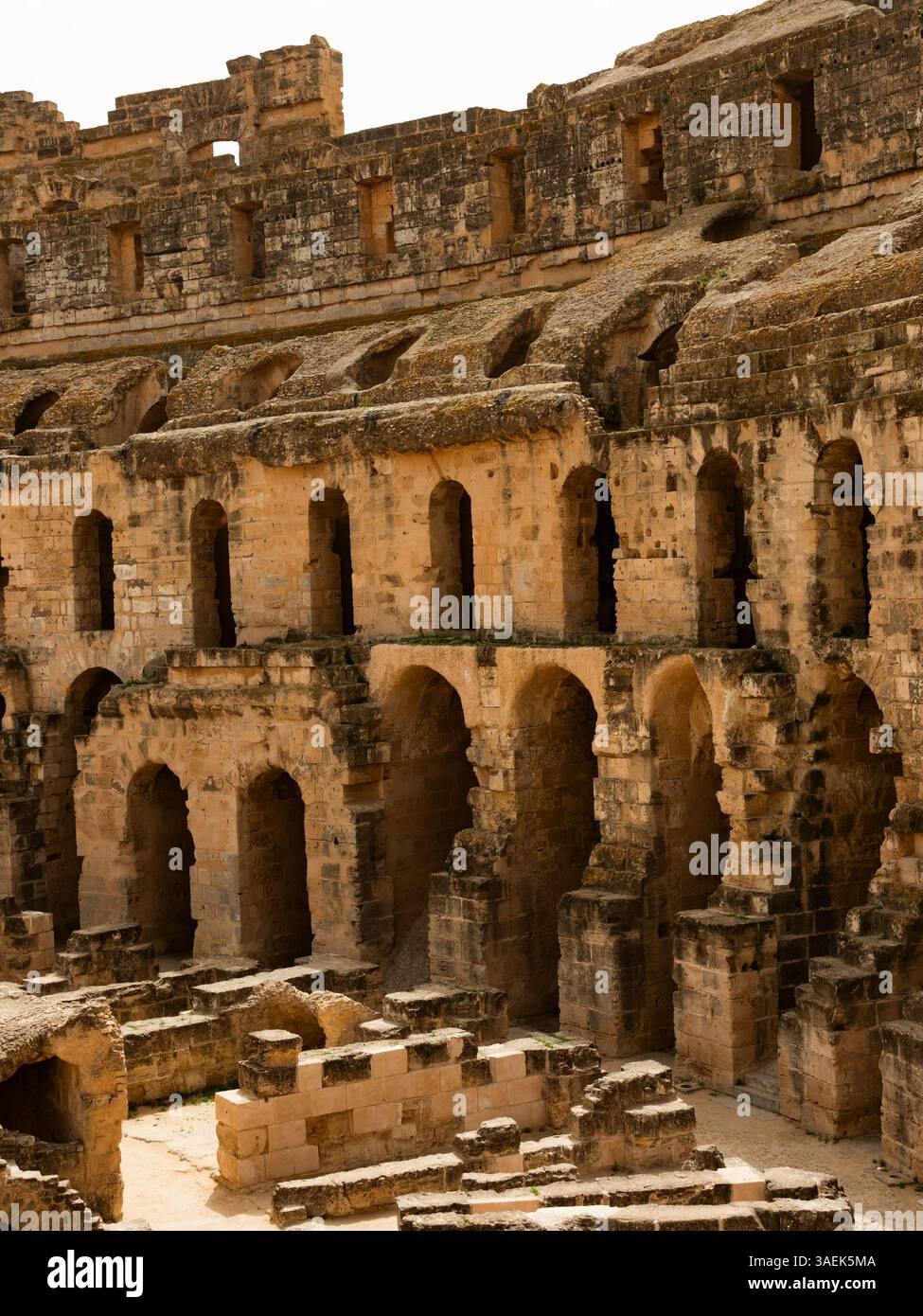 Arches in the exterior walls of Roman amphitheatre in El Jem, Tunisia ...