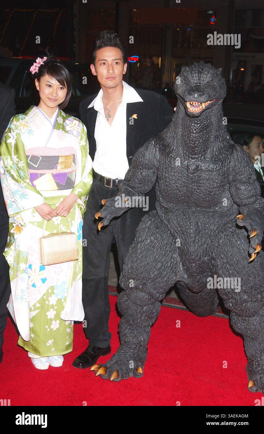Nov 29, 2004; Hollywood, USA; Actors REI KIKUKAWA and MASAHIRO MATSUOKA ...