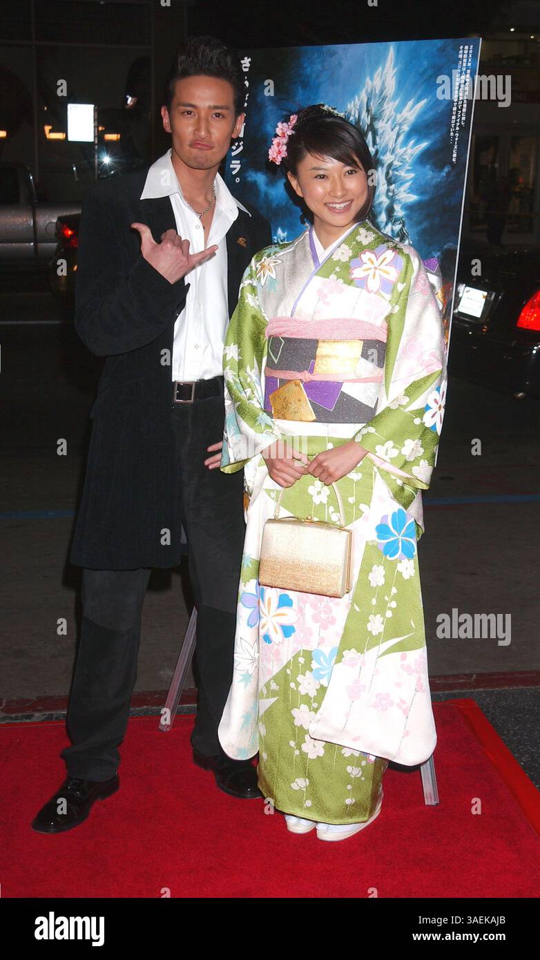 Nov 29, 2004; Hollywood, USA; Actors REI KIKUKAWA and MASAHIRO MATSUOKA ...