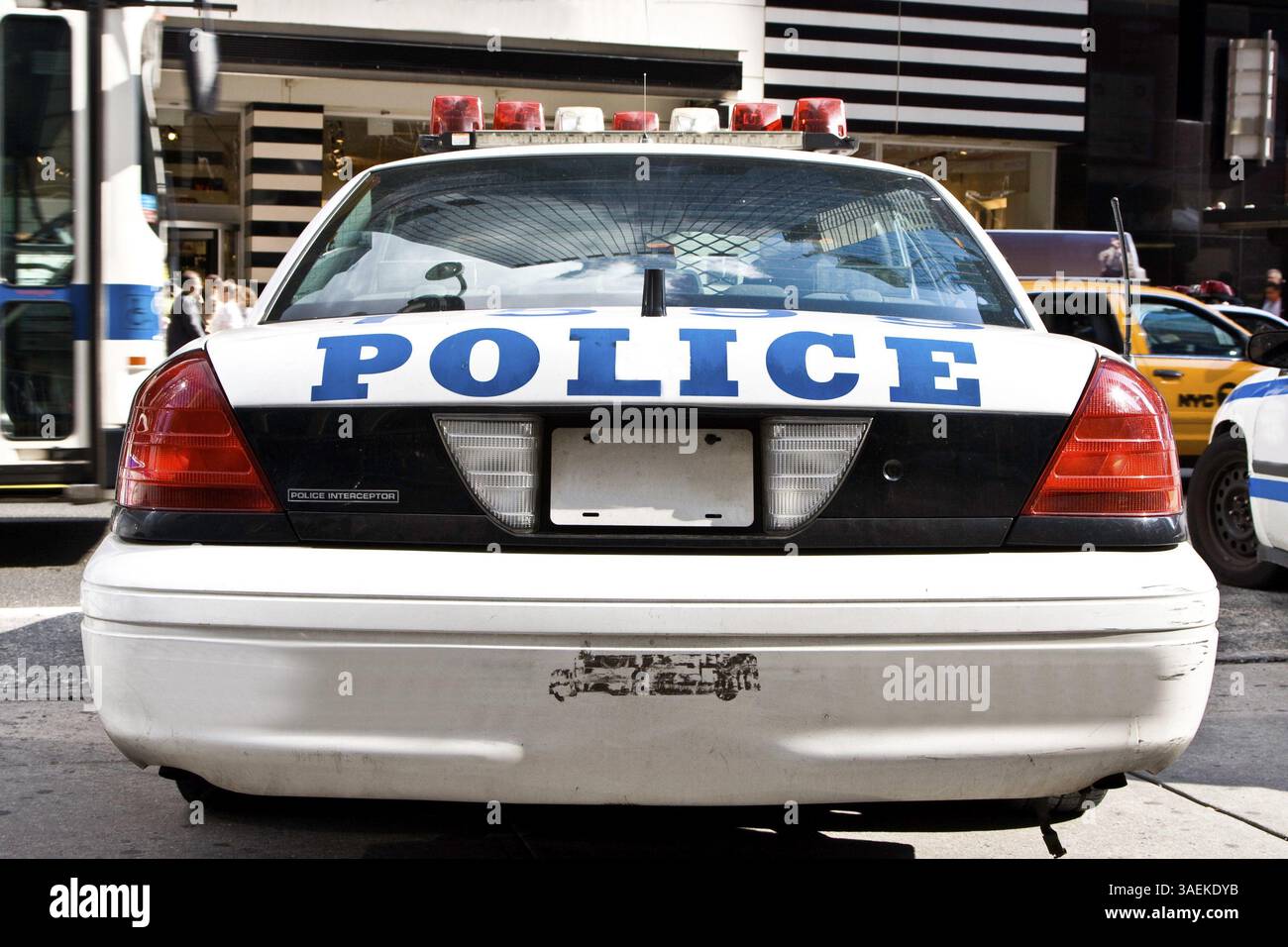 The rear of a parked New York City Police car, New York, USA, North ...