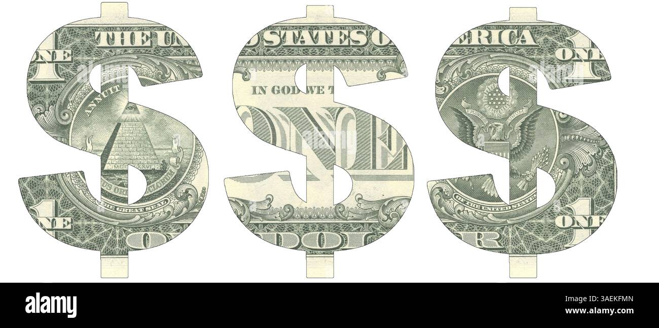 Stencil of the USD symbol on a new-style one-dollar bill Stock Photo ...