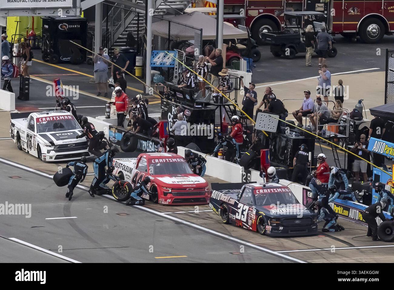 DANNY BOHN (44) comes down pit road for service during the Love's RV ...