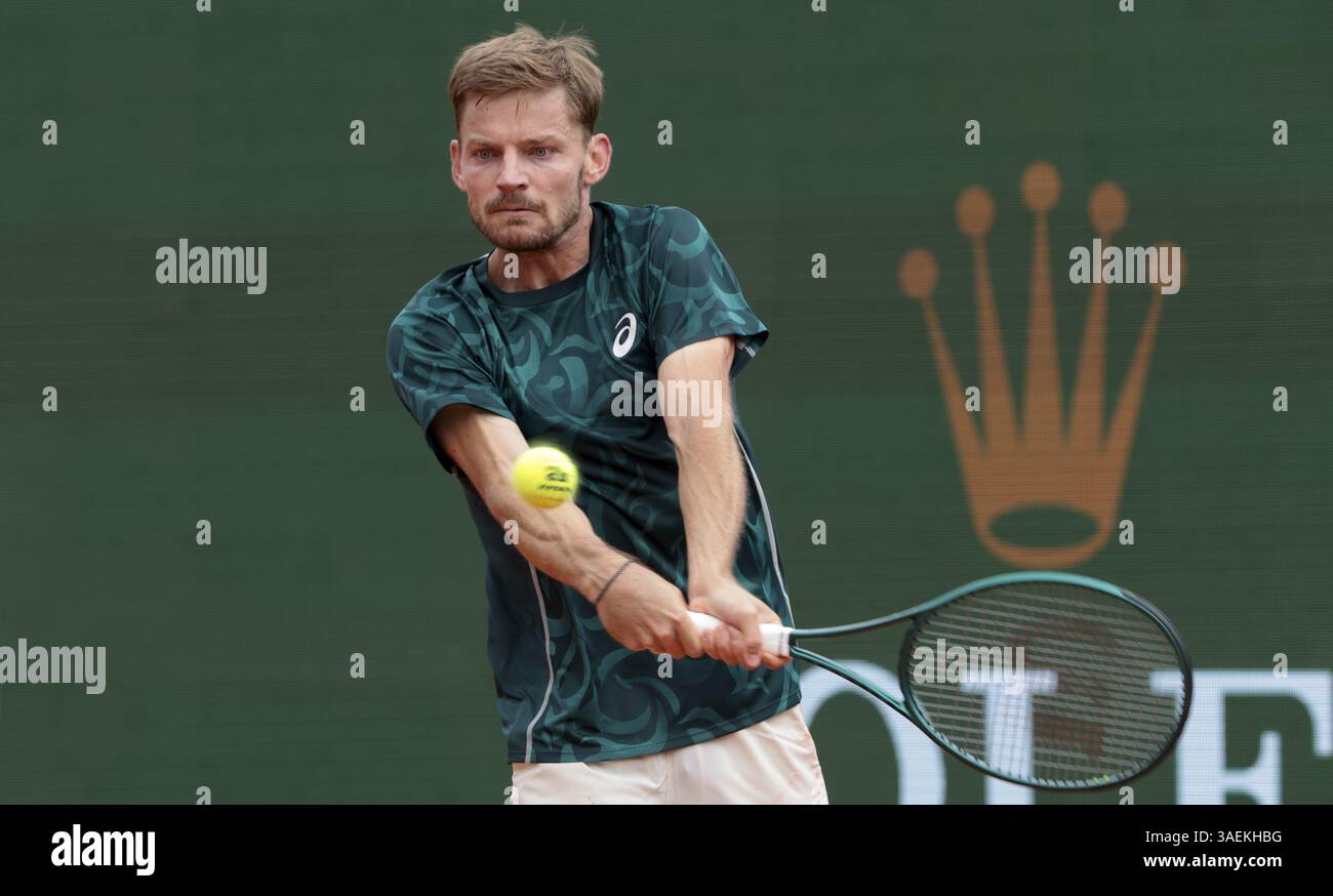 David Goffin of Belgium during day one of the Rolex Monte-Carlo Masters ...