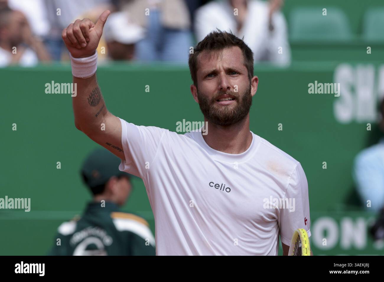 Corentin Moutet of France celebrates winning against David Goffin of ...