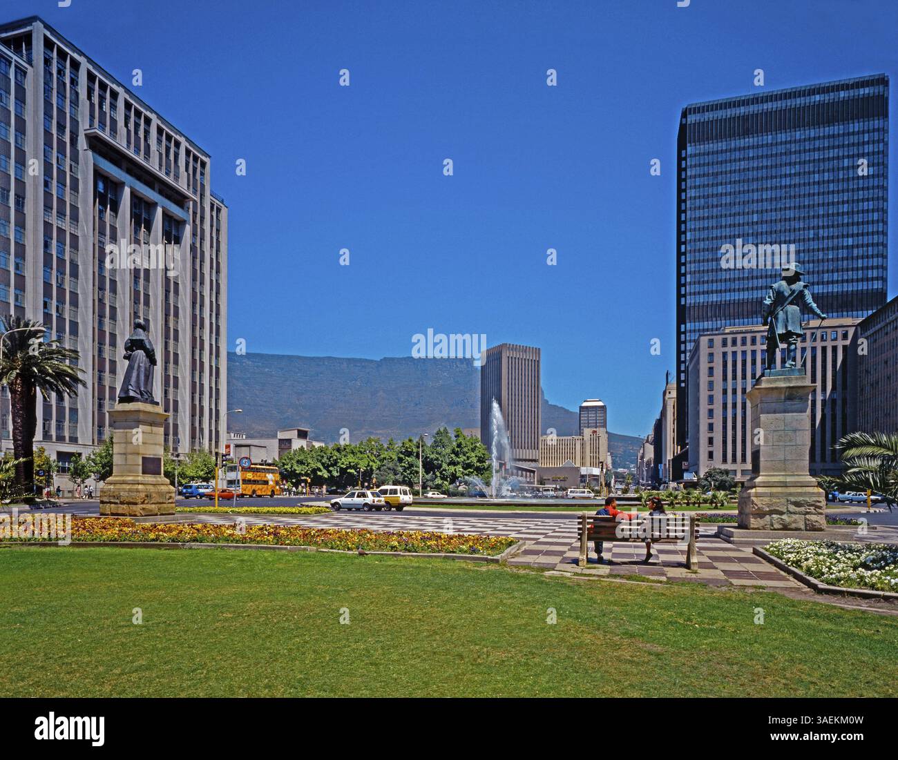 Main shopping street Adderley Street, in the background the famous ...