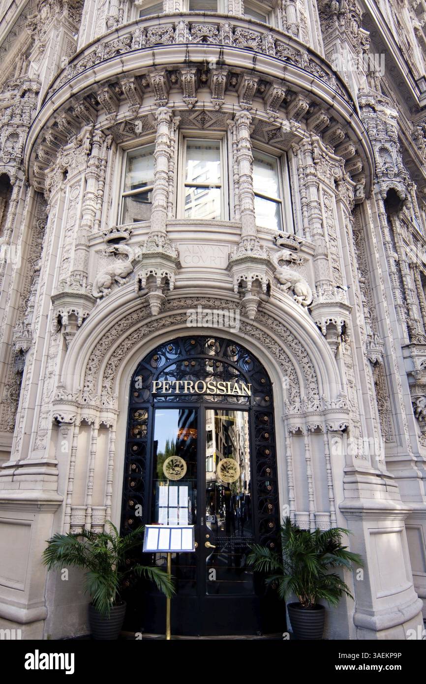 Front door of Petrossian Restaurant in the Alwyn Court Building ...
