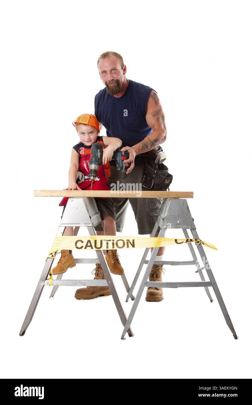 Cute child in construction Cut Out Stock Images & Pictures - Alamy
