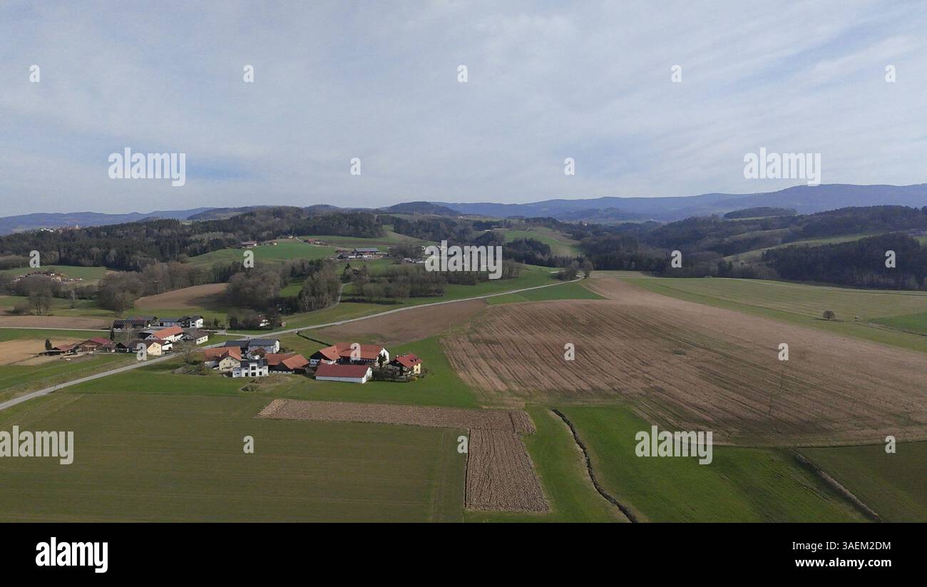 Aerial rural construction near agricultural hi-res stock photography ...
